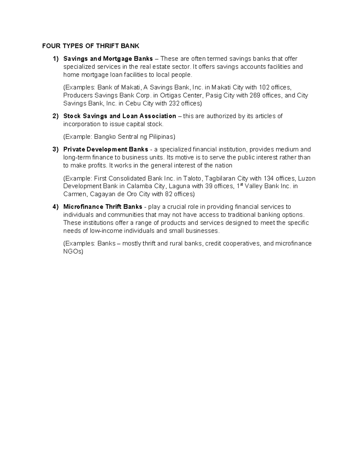 Types of Thrift Banks: Savings, Loans, Development, and Microfinance ...