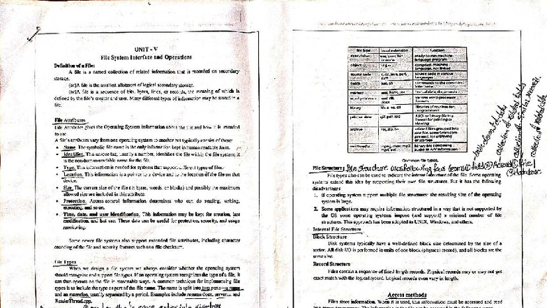 OS UNIT 5 - File System Interface and Operations Notes - Studocu