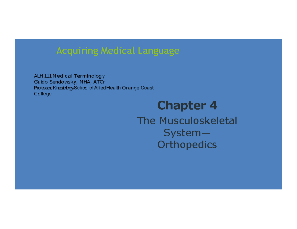 Chapter 4 Summary: Key Terms in Musculoskeletal Health ALH111 - Studocu
