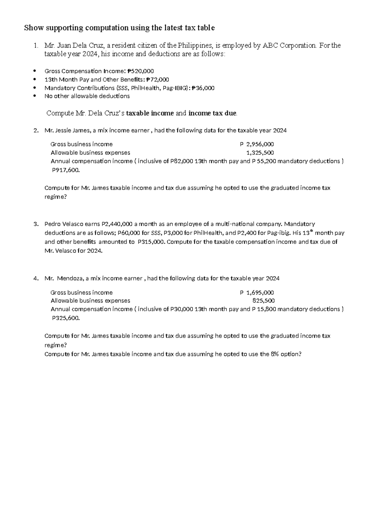 Activity LU - Tax Computation for Individuals: 2024 Income Tax ...