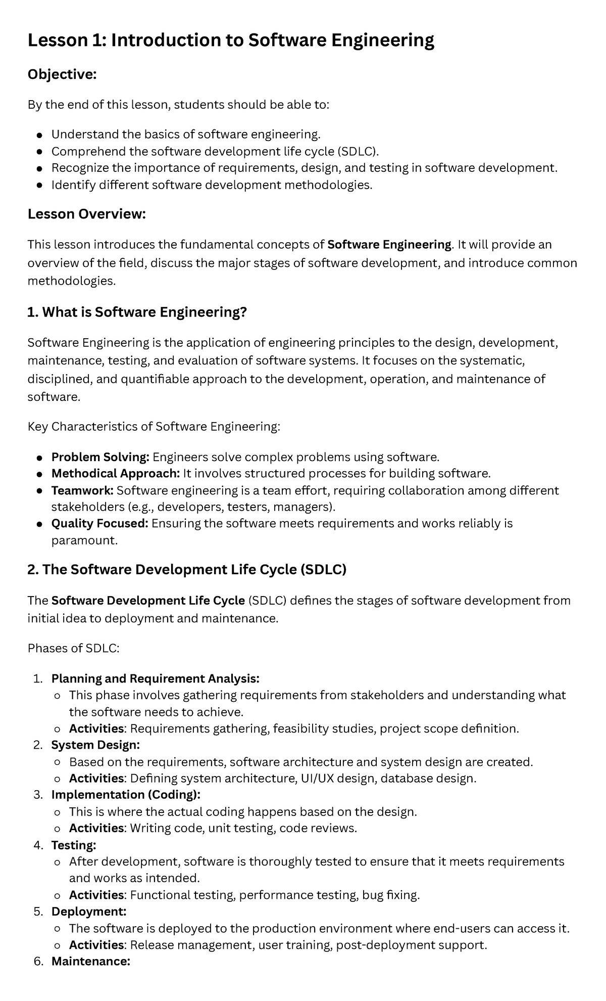 Lesson 1: Intro to Software Engineering (SE 101) - Studocu