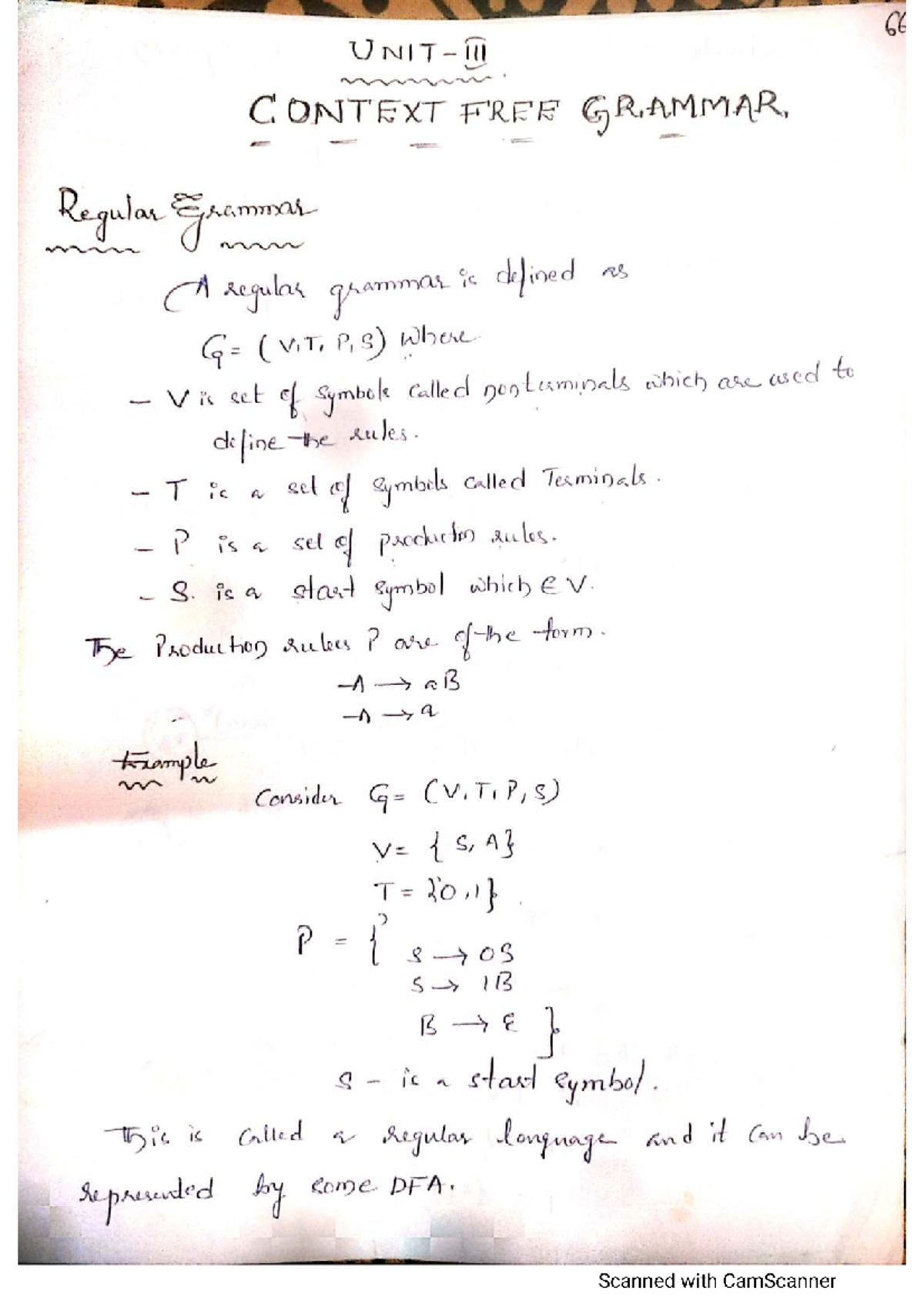 Regular Grammar and Context-Free Grammar Concepts (Course Code: 66 ...