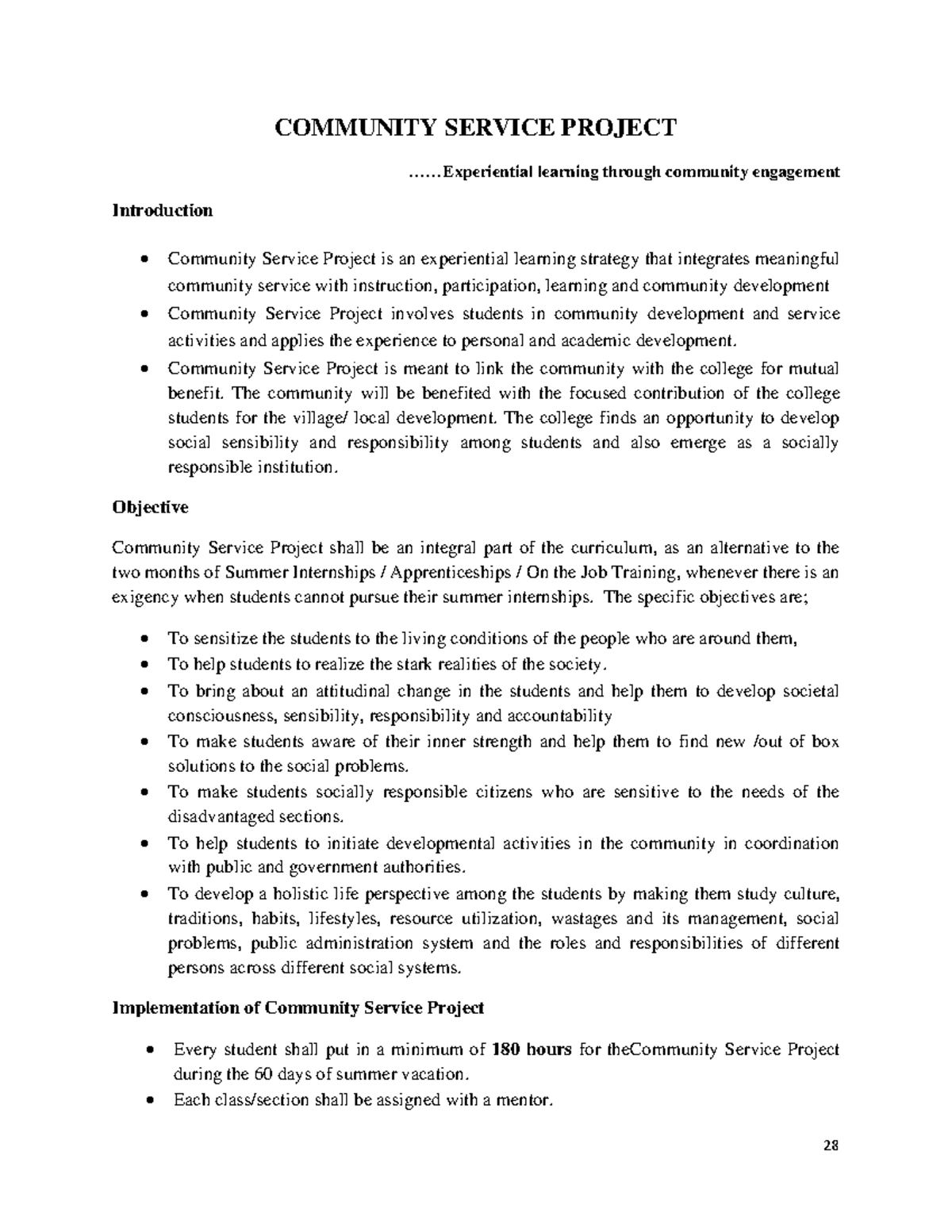 05 Community Service Project (CBCS) Overview and Implementation Guide ...
