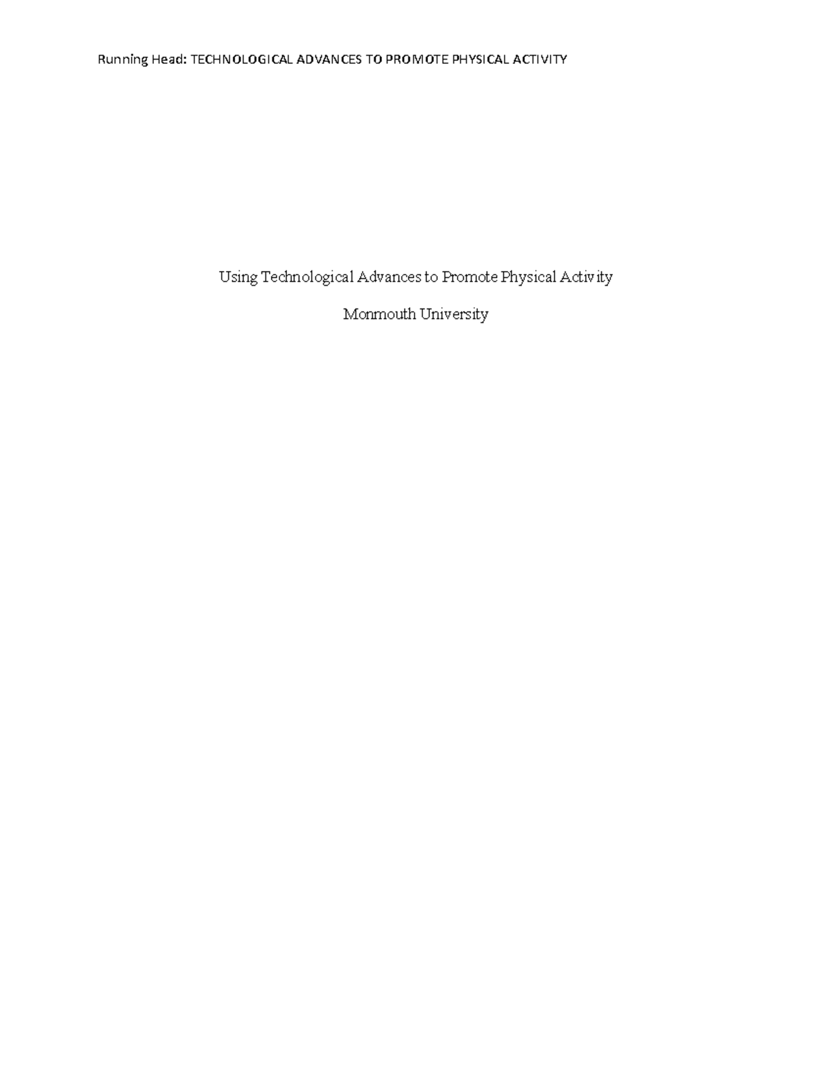 Technological Advances in Promoting Physical Activity: Term Paper - Studocu