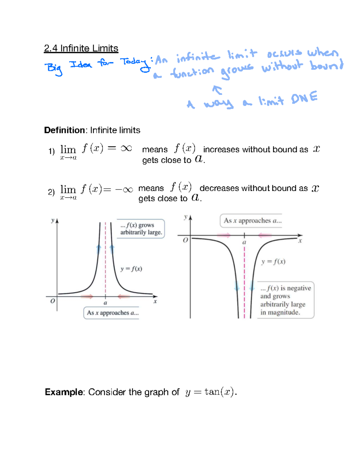 Calculus Notes: Infinite Limits & Vertical Asymptotes (MATH 101) - Studocu
