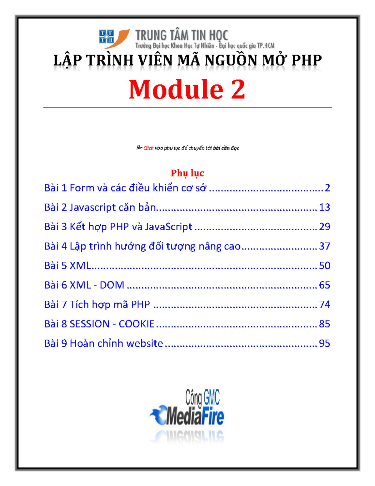 PHP - Module 2 - TTTH DH KHTN - LẬP TRÌNH VIÊN MÃ NGUỒN MỞ PHP Click ...