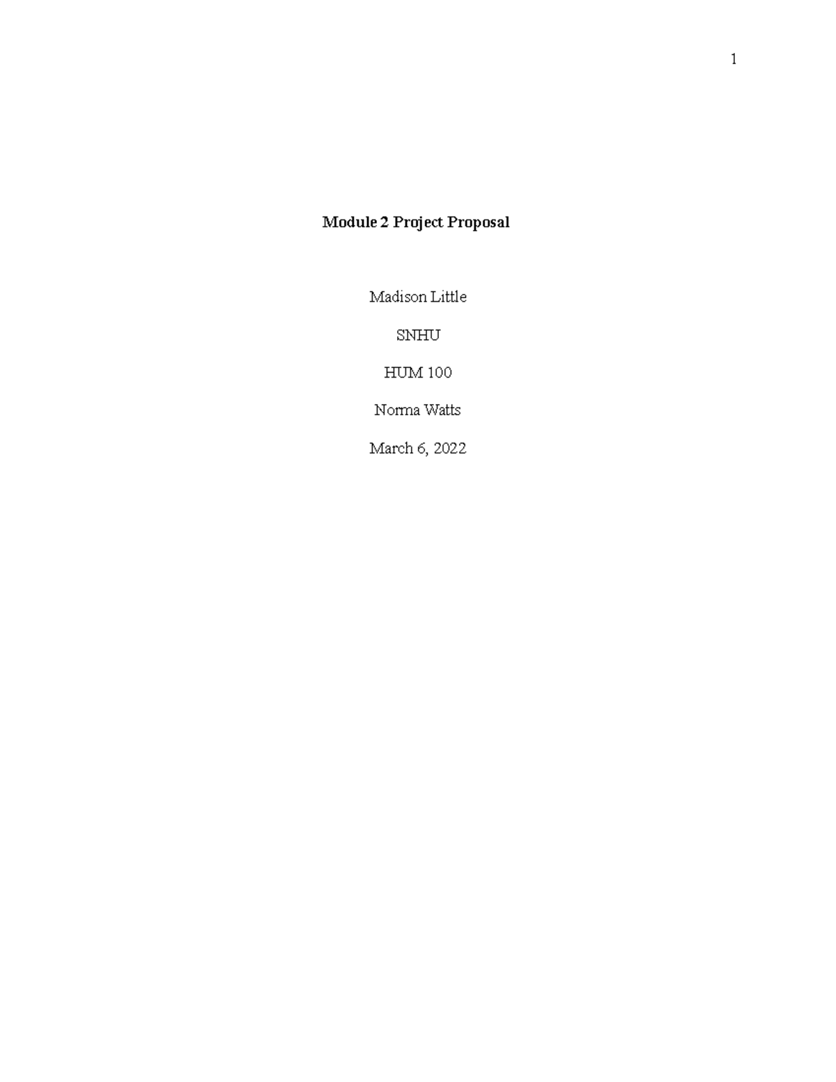 Module 2 Project Draft - Module 2 Project Proposal Madison Little SNHU ...