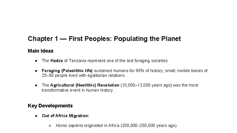 WHAP Notes 1-6: Key Themes in Early Human Societies and Civilizations ...