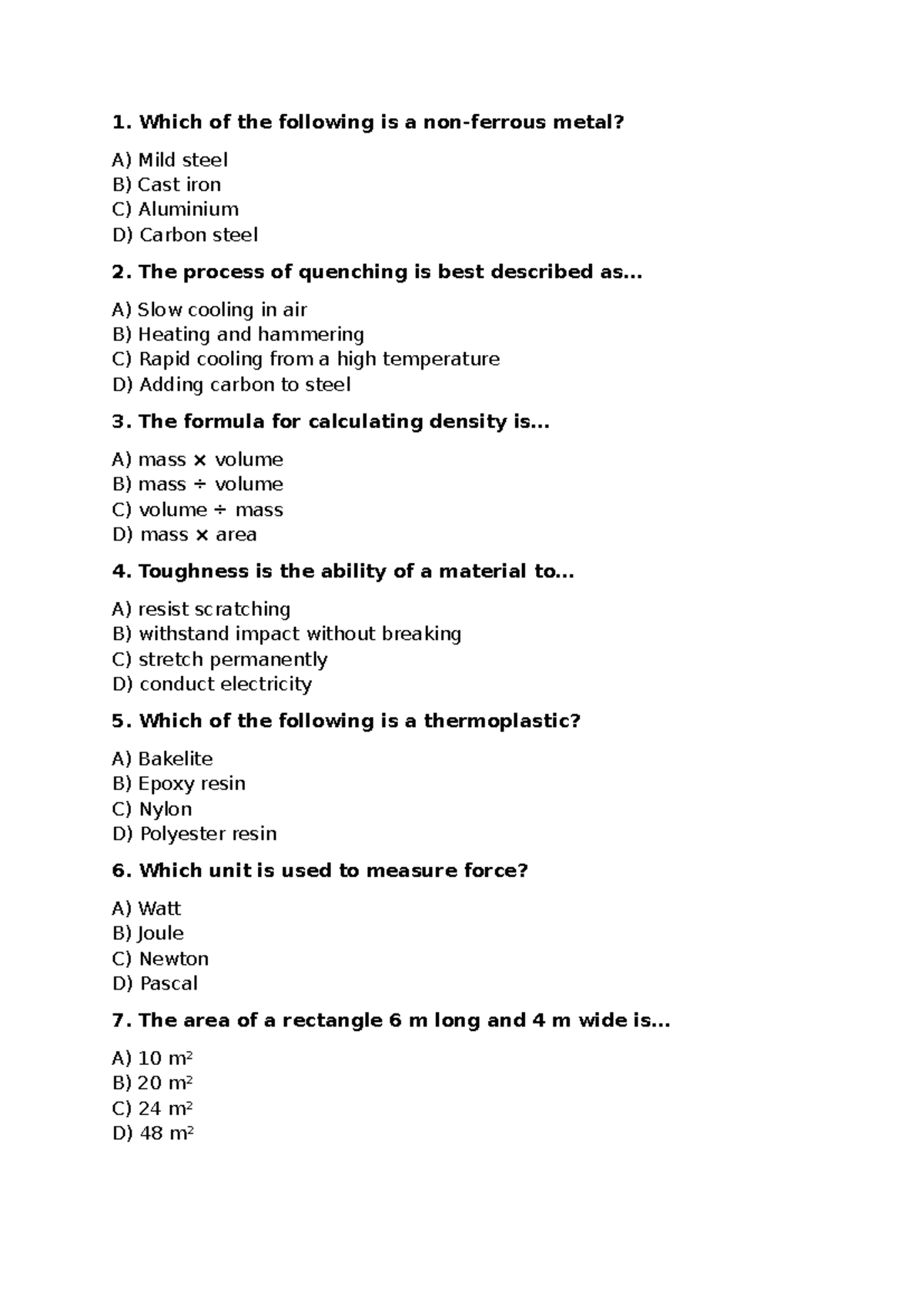 Engineering Exam Practice 3 - Questions & Answers - Studocu