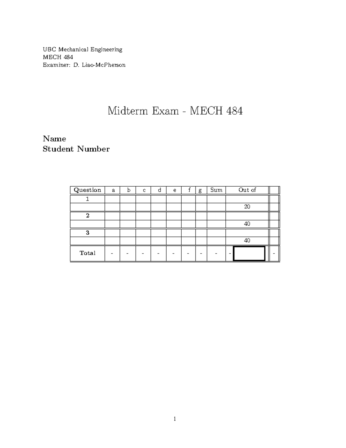 Practice-midterm - Good study material and useful for succeeding - UBC Mechanical Engineering ...