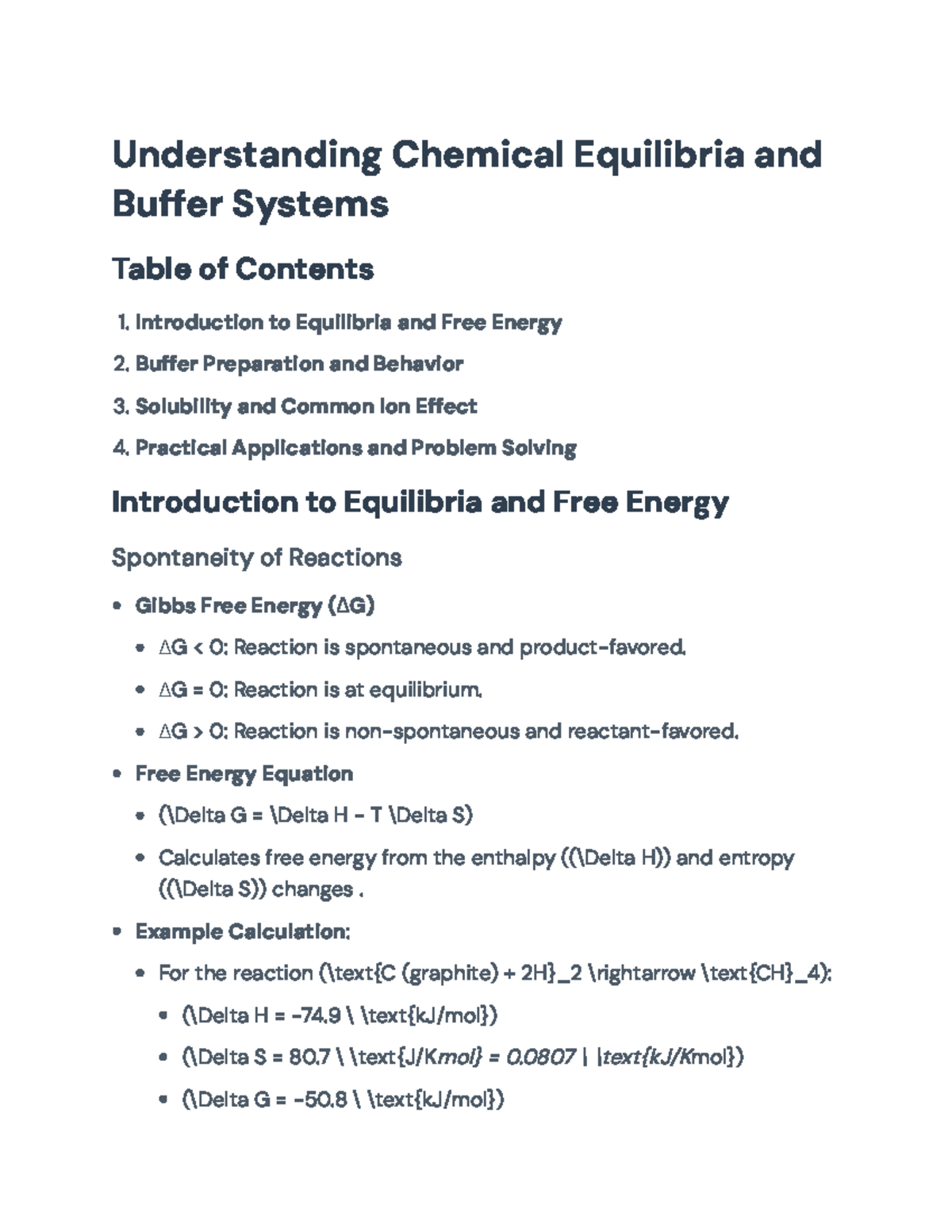 Understanding Chemical Equilibria and Buffer Systems - CHEM 101 Notes ...