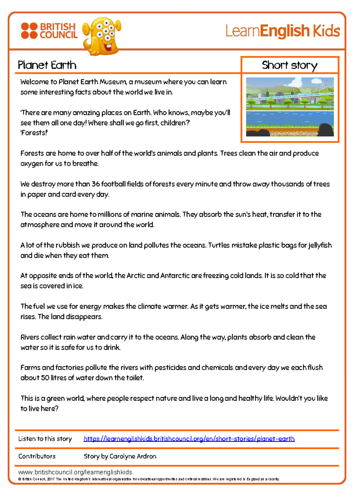 Planet Earth Short Story Transcript for Kids - Studocu