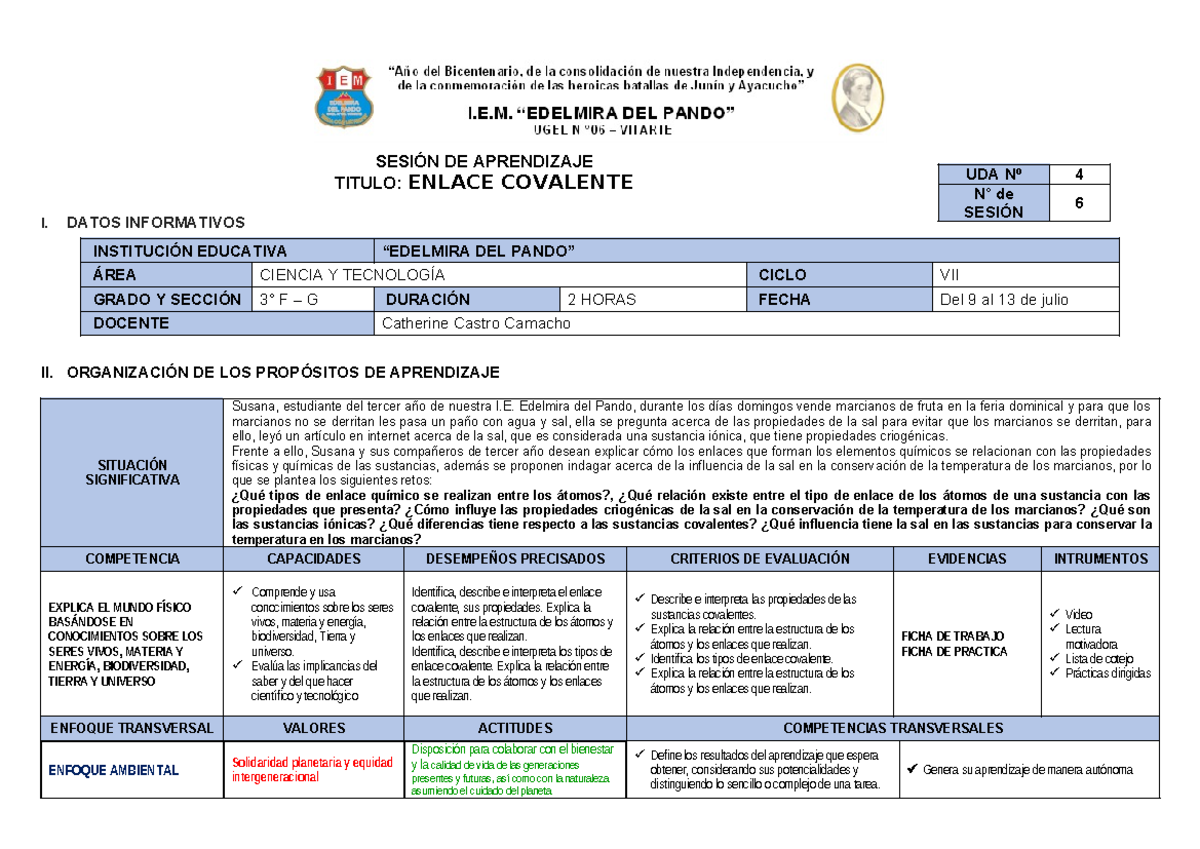 4 Unidad CYT3 SES Enlace Covalente: Aprendizaje sobre Enlaces Químicos ...
