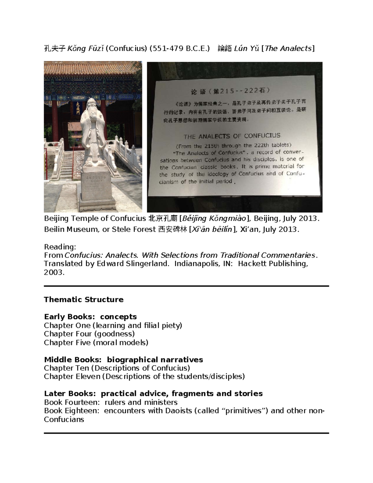 Confucius: The Analects and Their Themes (Course Code: RE101) - Studocu