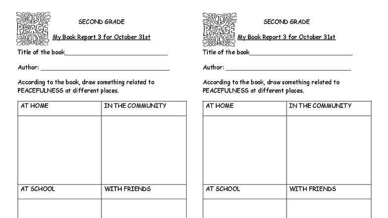 BOOK Report 3 - SECOND GRADE My Book Report 3 for October 31st Title of ...