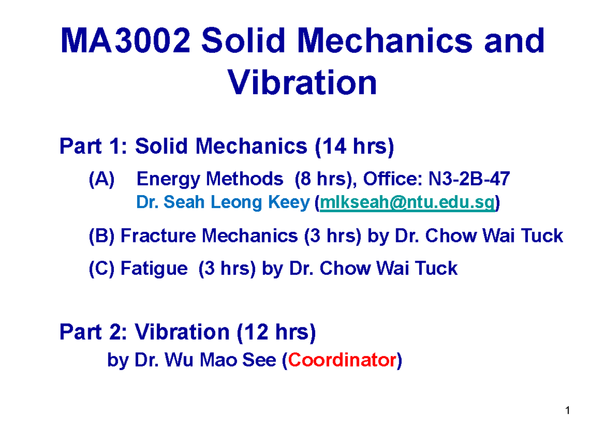 MA3002 Solid Mechanics & Vibration: Energy Methods Overview - Studocu