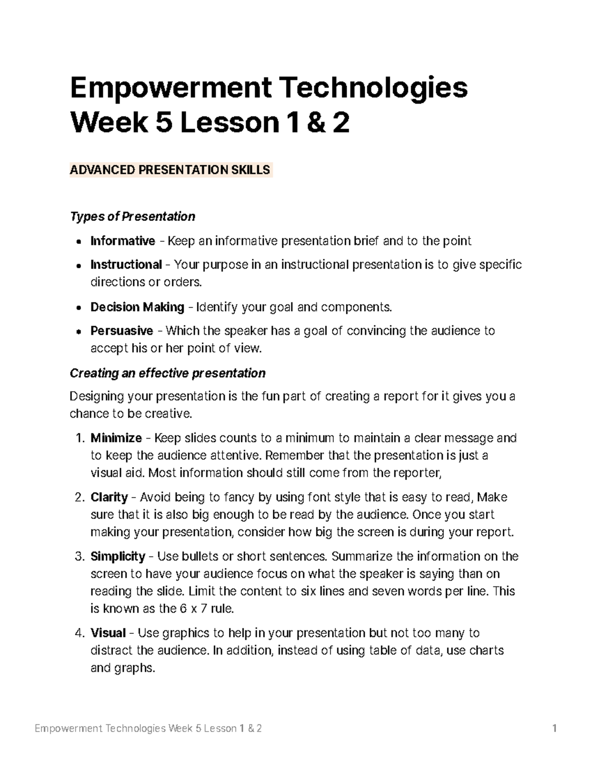 G11 Empowerment Technologies Advanced Presentation Skills - Empowerment ...