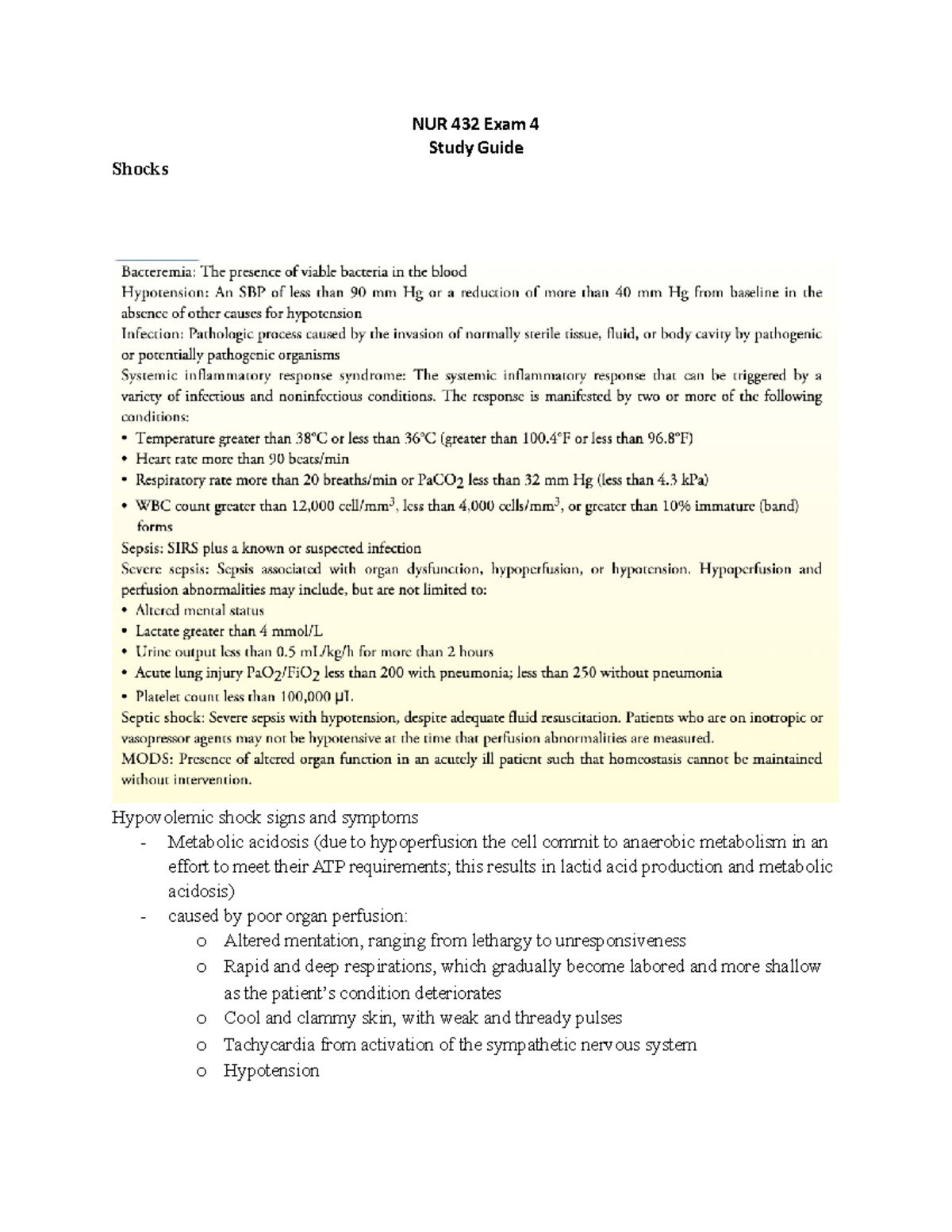 NUR 432 Exam 4 - Blueprint for exam 4 - NUR 432 Exam 4 Study Guide ...