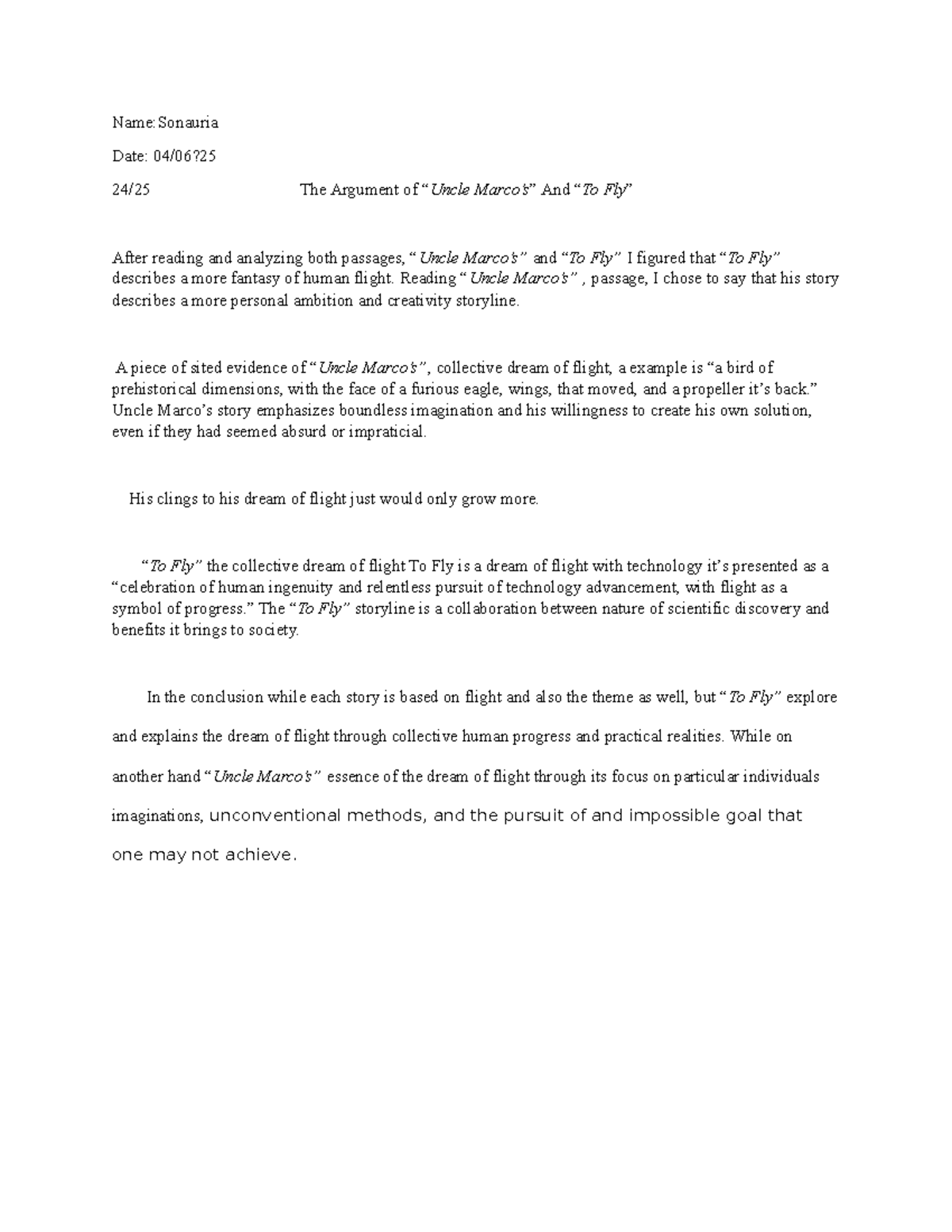 ELA Essay: Analyzing the Theme of Flight in Two Passages - Studocu