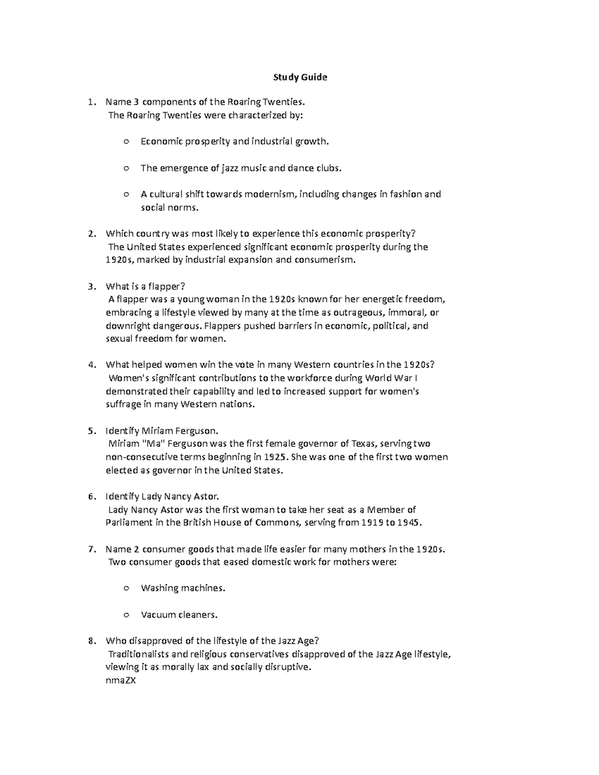 Study Guide 17: Key Events and Figures of the Roaring Twenties - Studocu