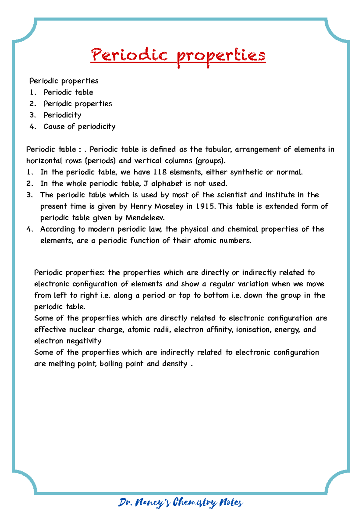Periodic Properties and Trends in the Periodic Table - Chem 101 Notes ...
