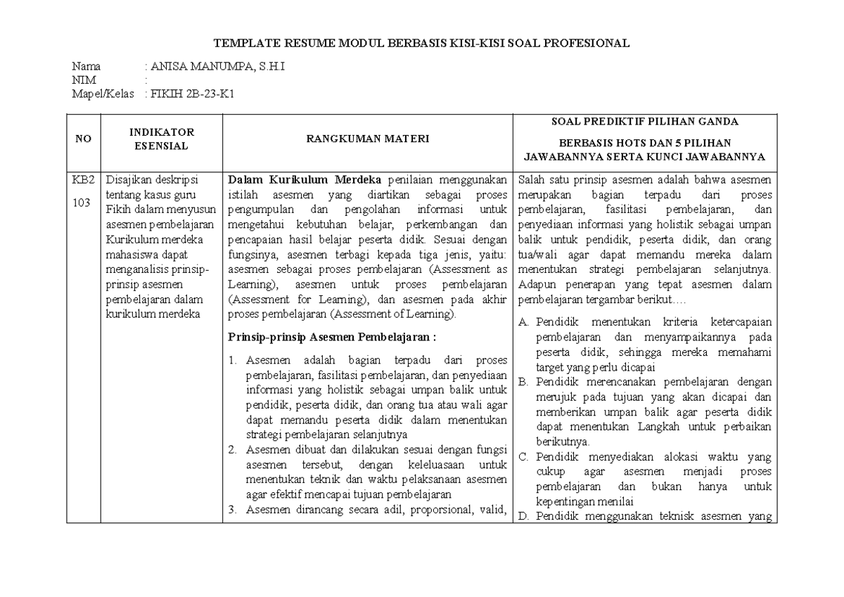 11zon Template Resume Modul Pendalaman Materi Berbasis KISI-KISI KB 2 - TEMPLATE RESUME MODUL ...