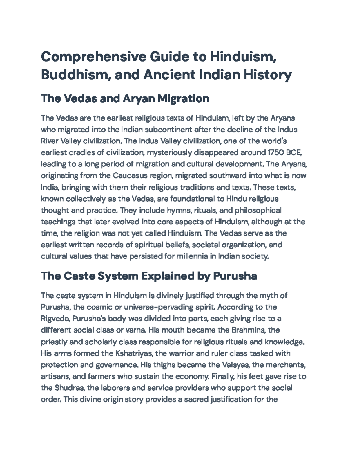 Exploring Hinduism, Buddhism, and Ancient Indian History - Course Notes ...