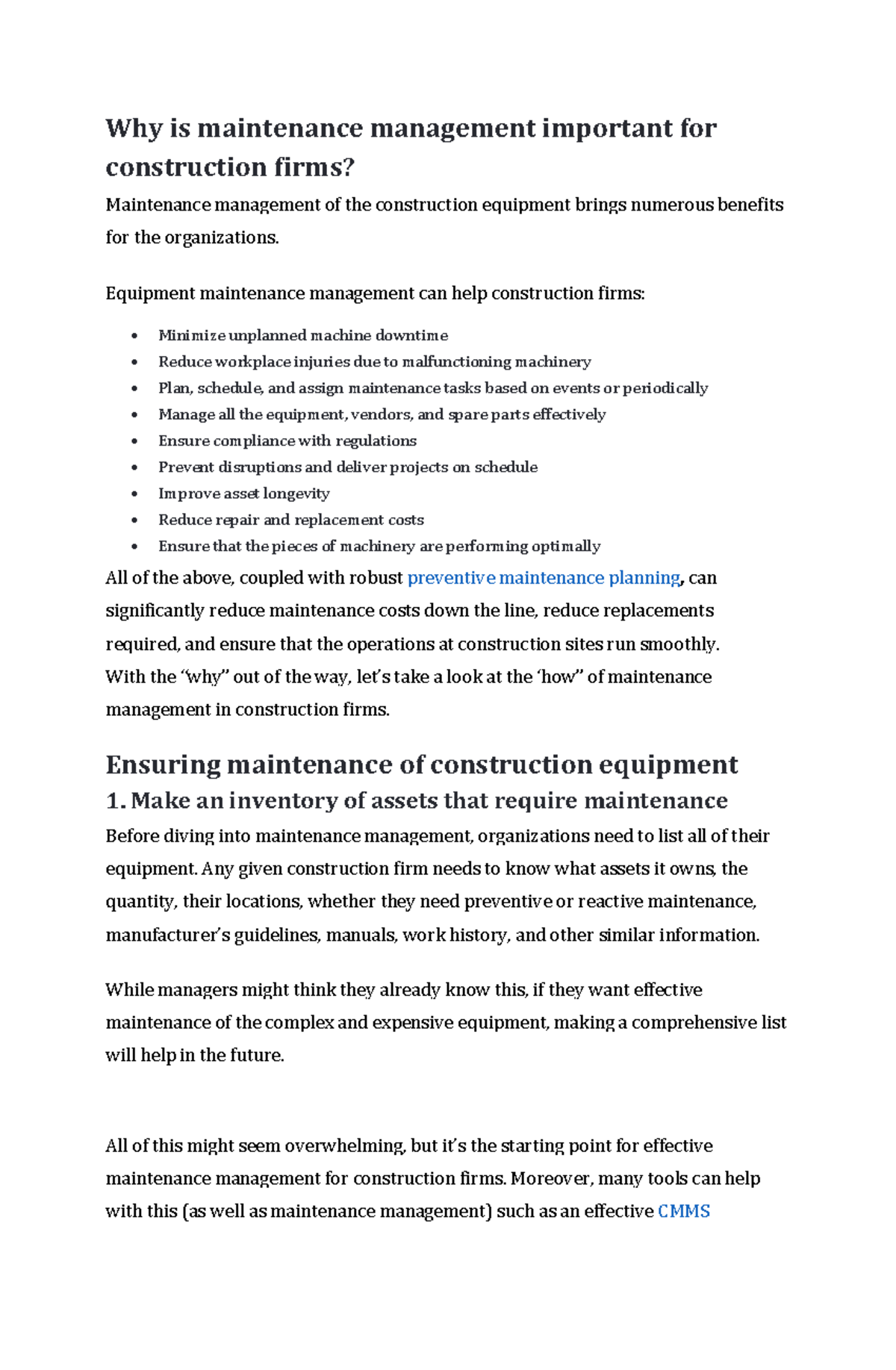 Cmpm-reference - material - Why is maintenance management important for ...