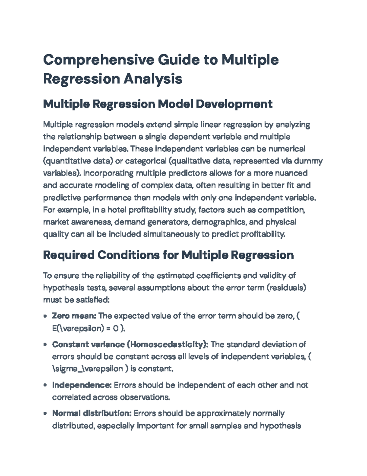 Comprehensive Guide to Multiple Regression Analysis Techniques (STAT 301) - Studocu