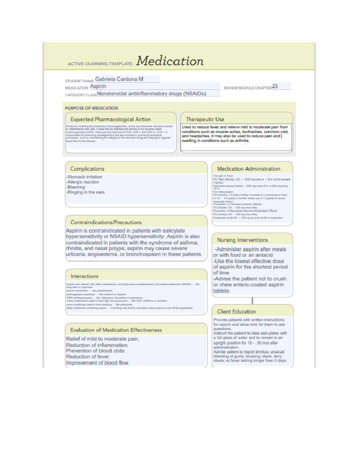 ATI Focused Review Templates: Medications & Nursing Interventions - Studocu