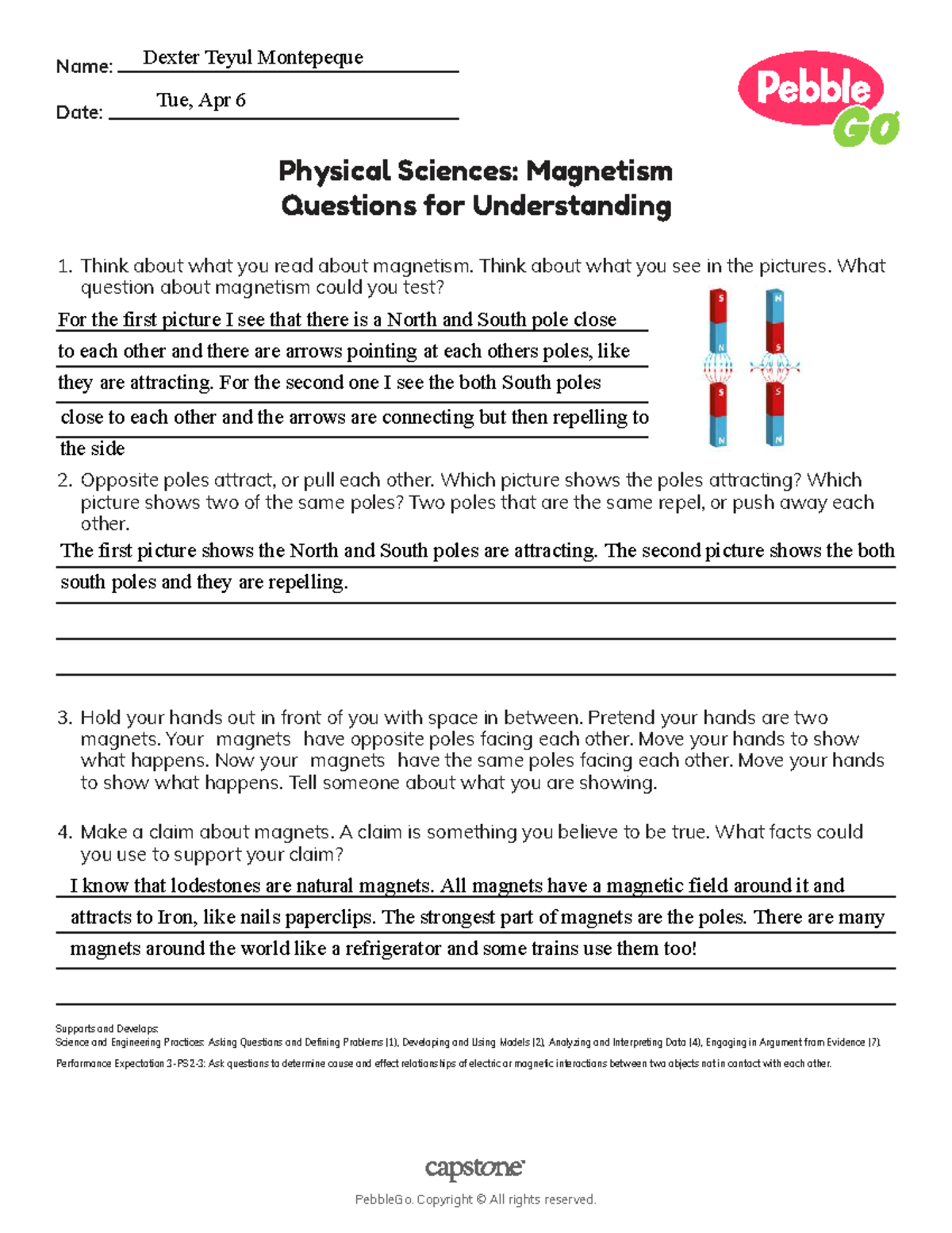 Physical Sciences: Magnetism Understanding Questions and Claims - Studocu