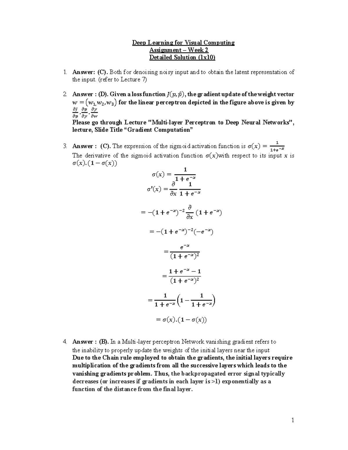 DLVC Assignment 2: Detailed Solutions for Week 2 Tasks - Studocu