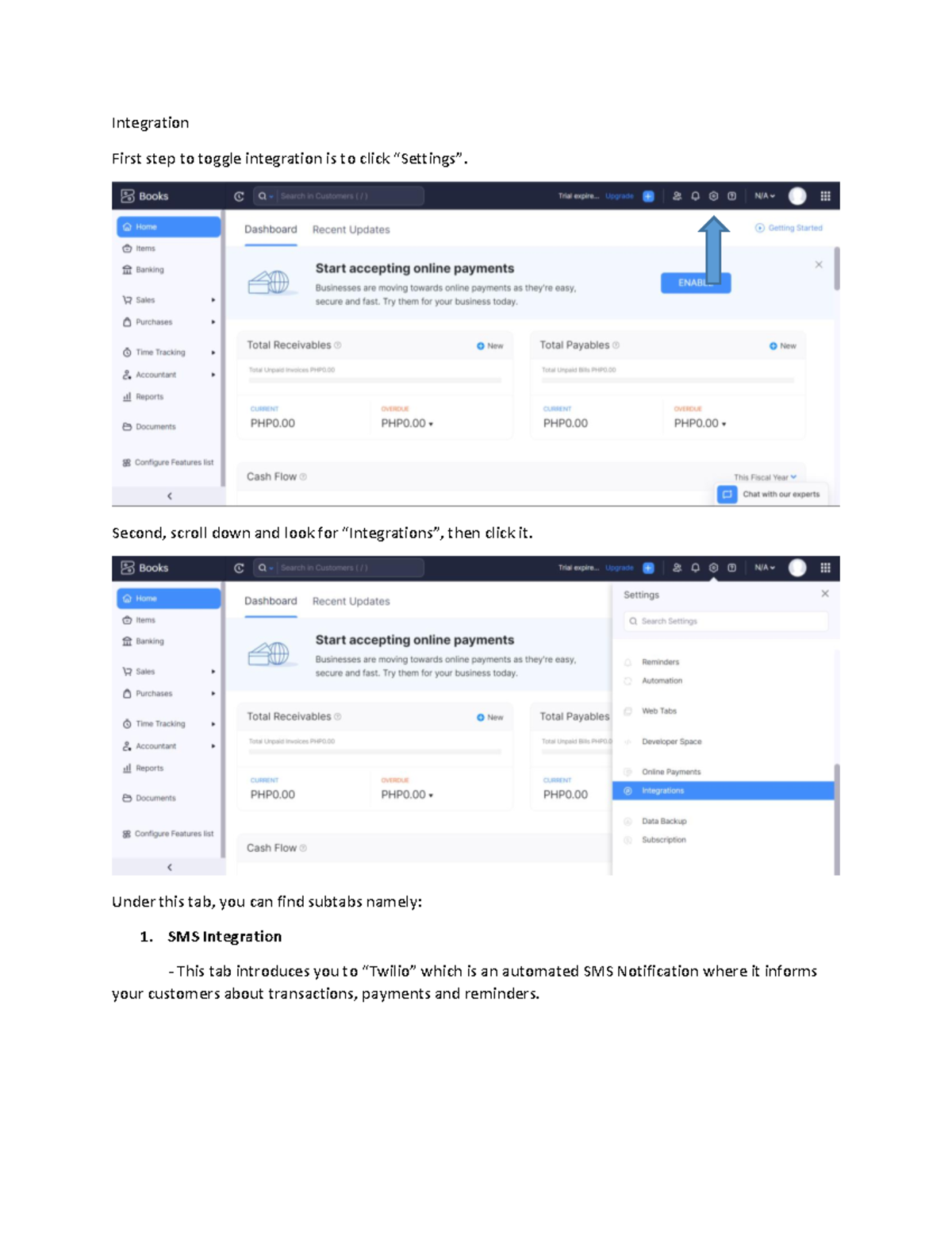SIAMEMAOPSCARRY - Integration First step to toggle integration is to ...