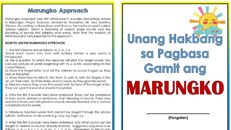 Marungko Approach: Reading Materials for Early Literacy - Studocu