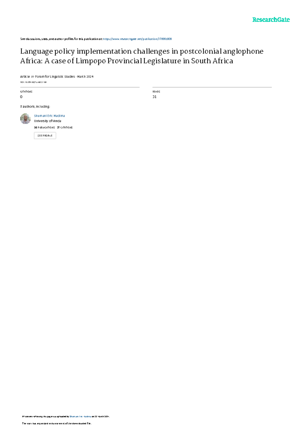 1164 Language Policy Implementation Challenges in Limpopo, SA: Insights - Studocu