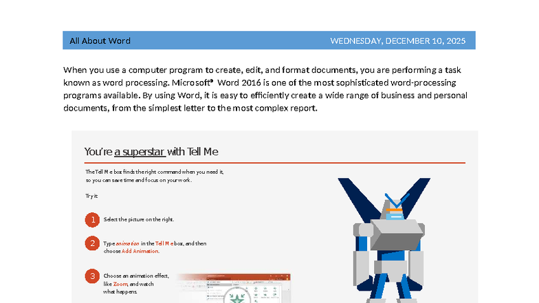 Word 2-1a: Mastering Word 2016 Features and Tips - Studocu