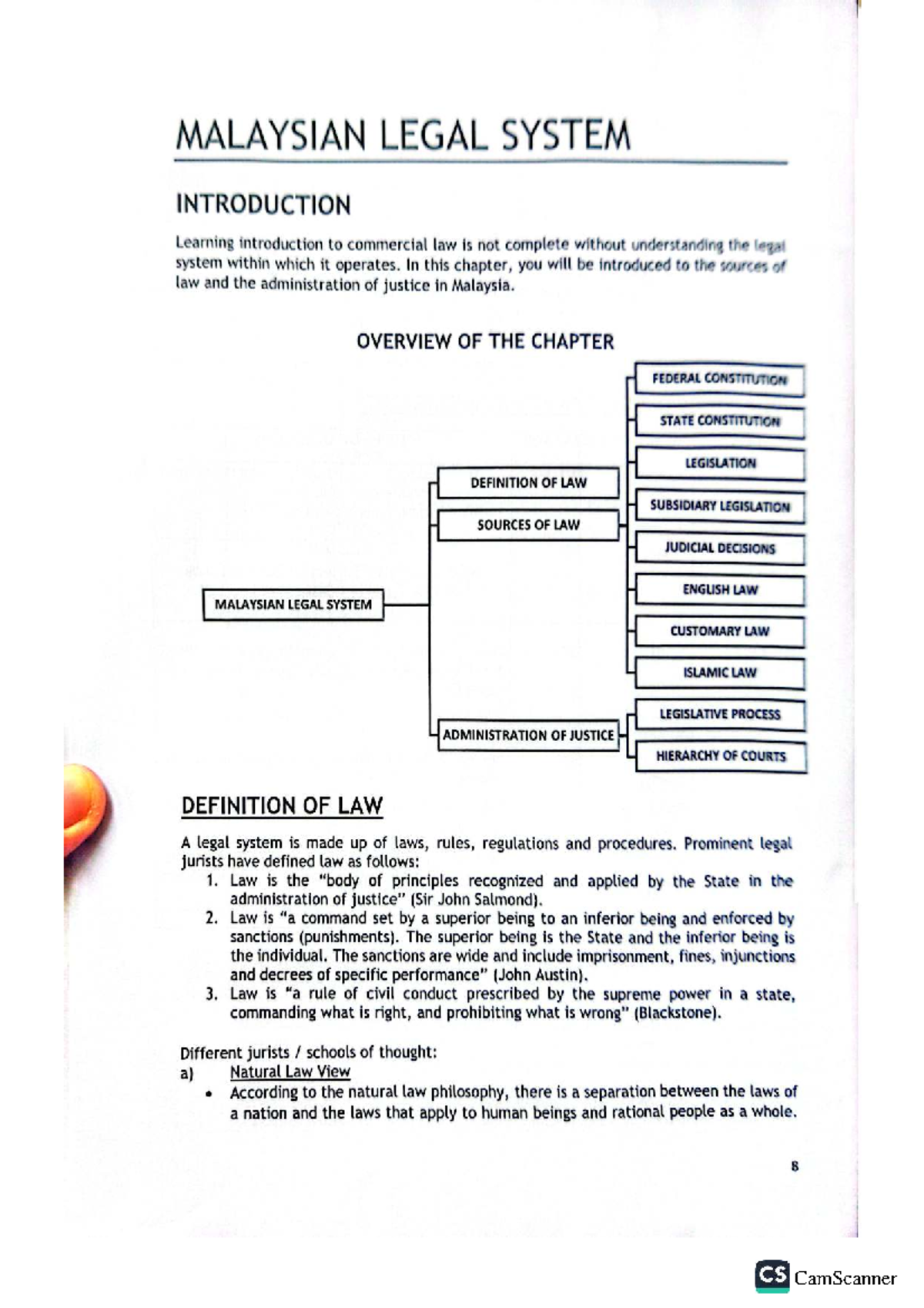 Chapter 1: Introduction to the Malaysian Legal System (LAW240) - Studocu