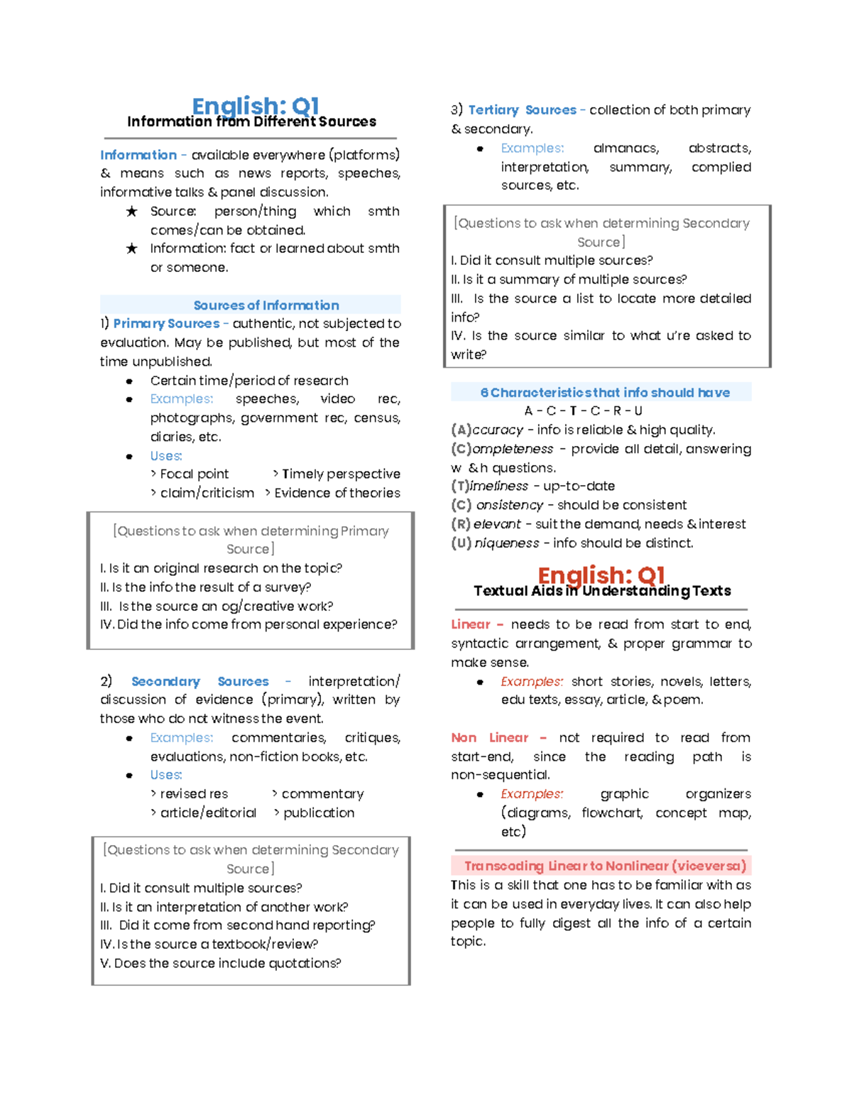 ENG 10 - Q1 PORT: Comprehensive Review of Information Sources and Text ...