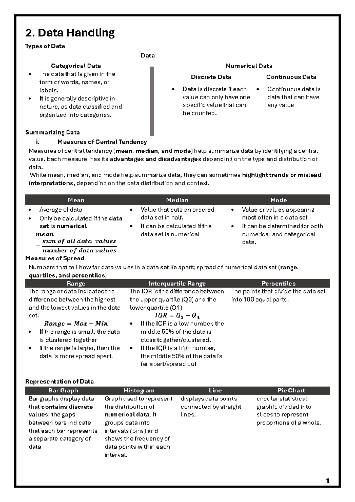 Data Handling: Types of Data and Measures - Q3 Analysis - Studocu
