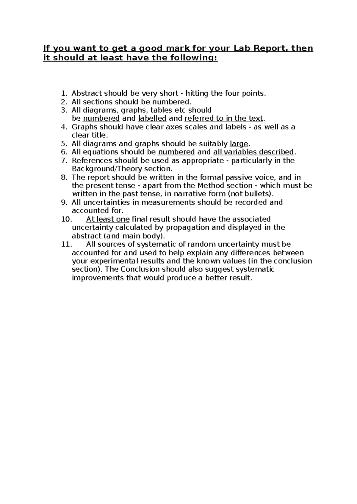 FC709 Physics Lab Report Guidelines for High Marks - Studocu