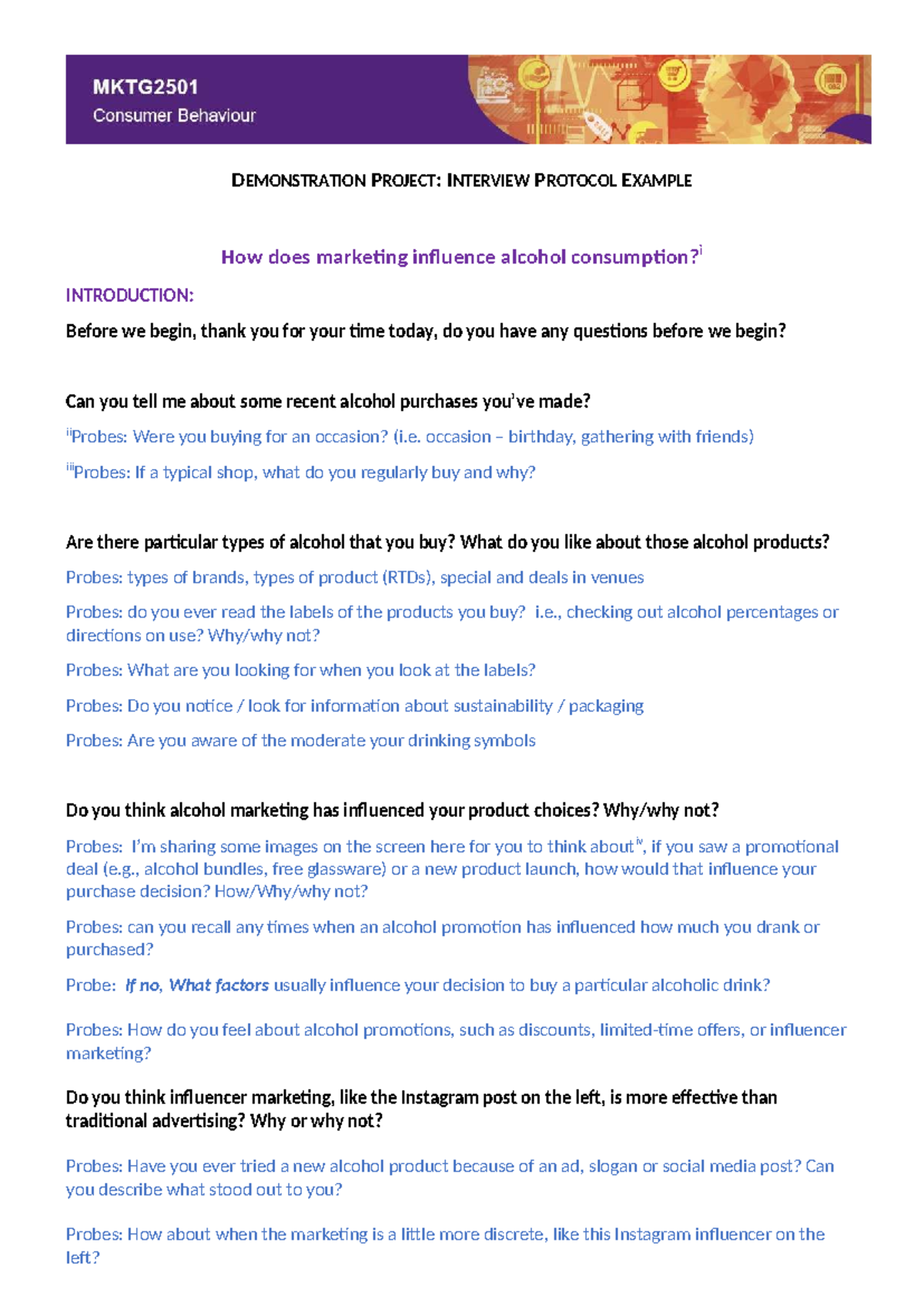 Marketing Influence on Alcohol Consumption: Interview Protocol Example ...