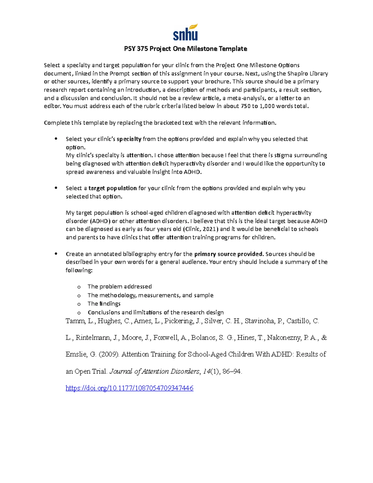 PSY 375 Project Two Milestone Template - PSY 375 Project Two Milestone ...