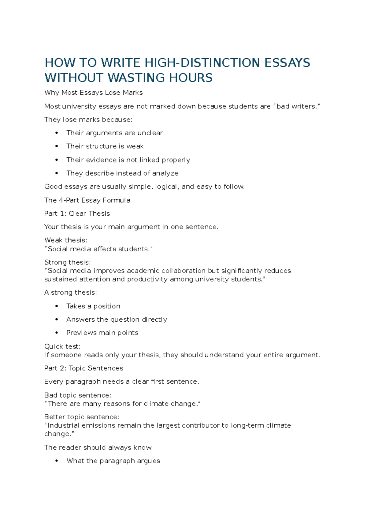 HOW TO WRITE HIGH LEVEL ESSAYS: A Comprehensive Guide - Studocu