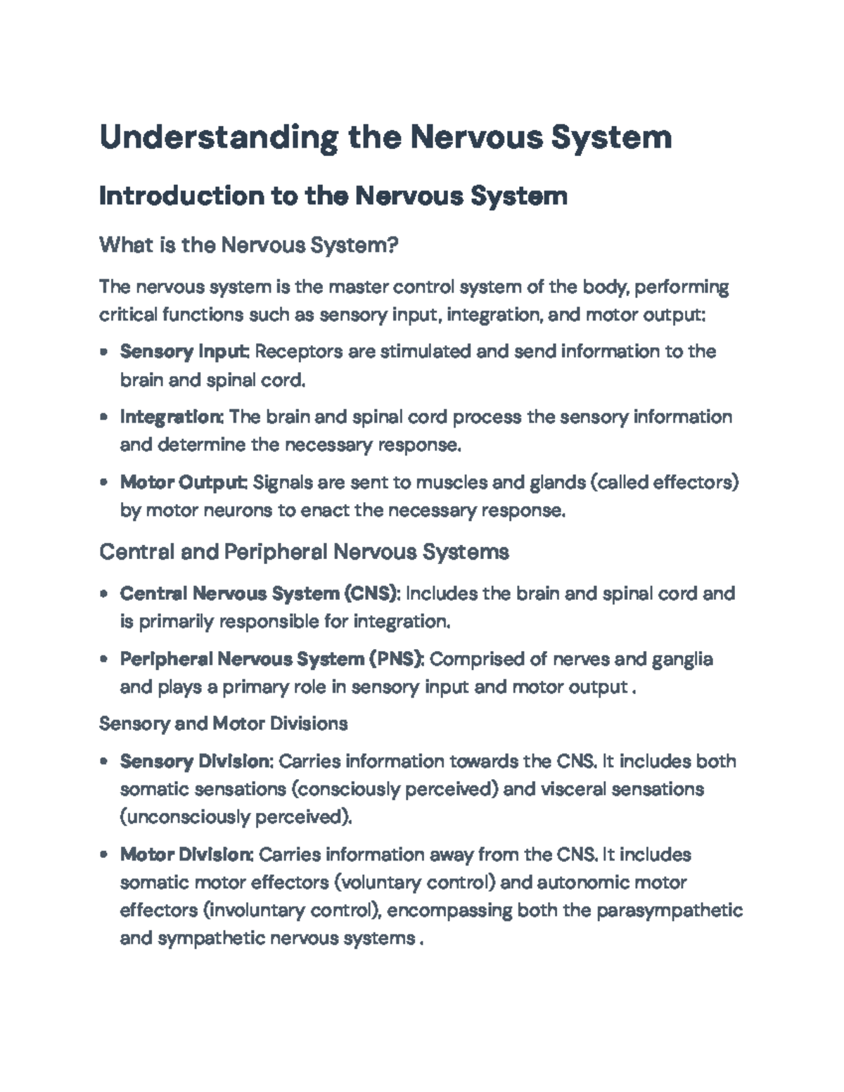 Understanding the Structure and Function of the Nervous System ...
