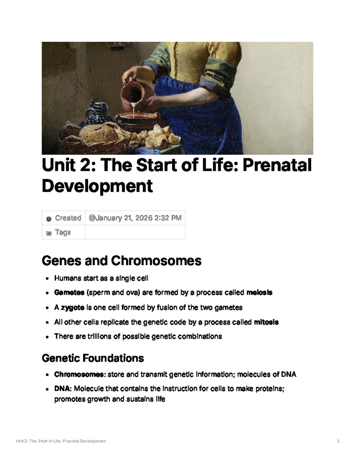 Unit 2: Prenatal Development Overview - Studocu