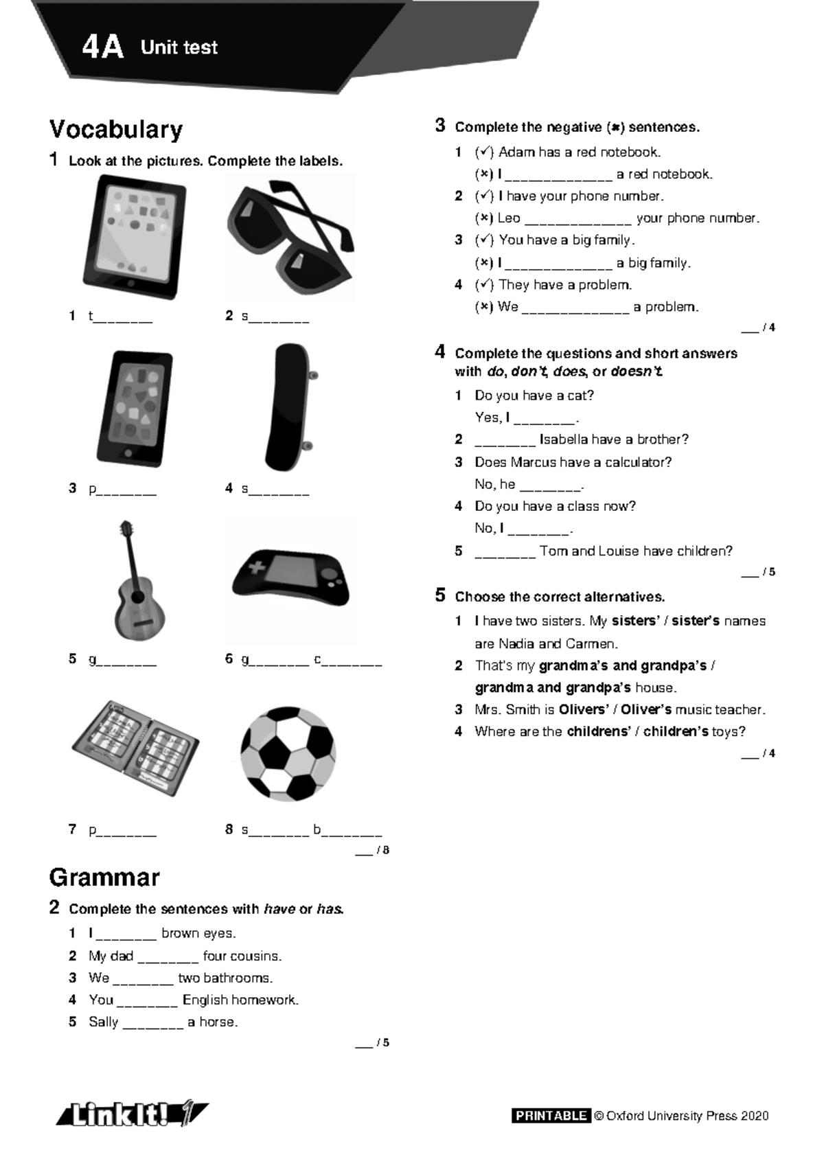 Examen Unidad 4: Prueba de Vocabulario y Gramática - Studocu