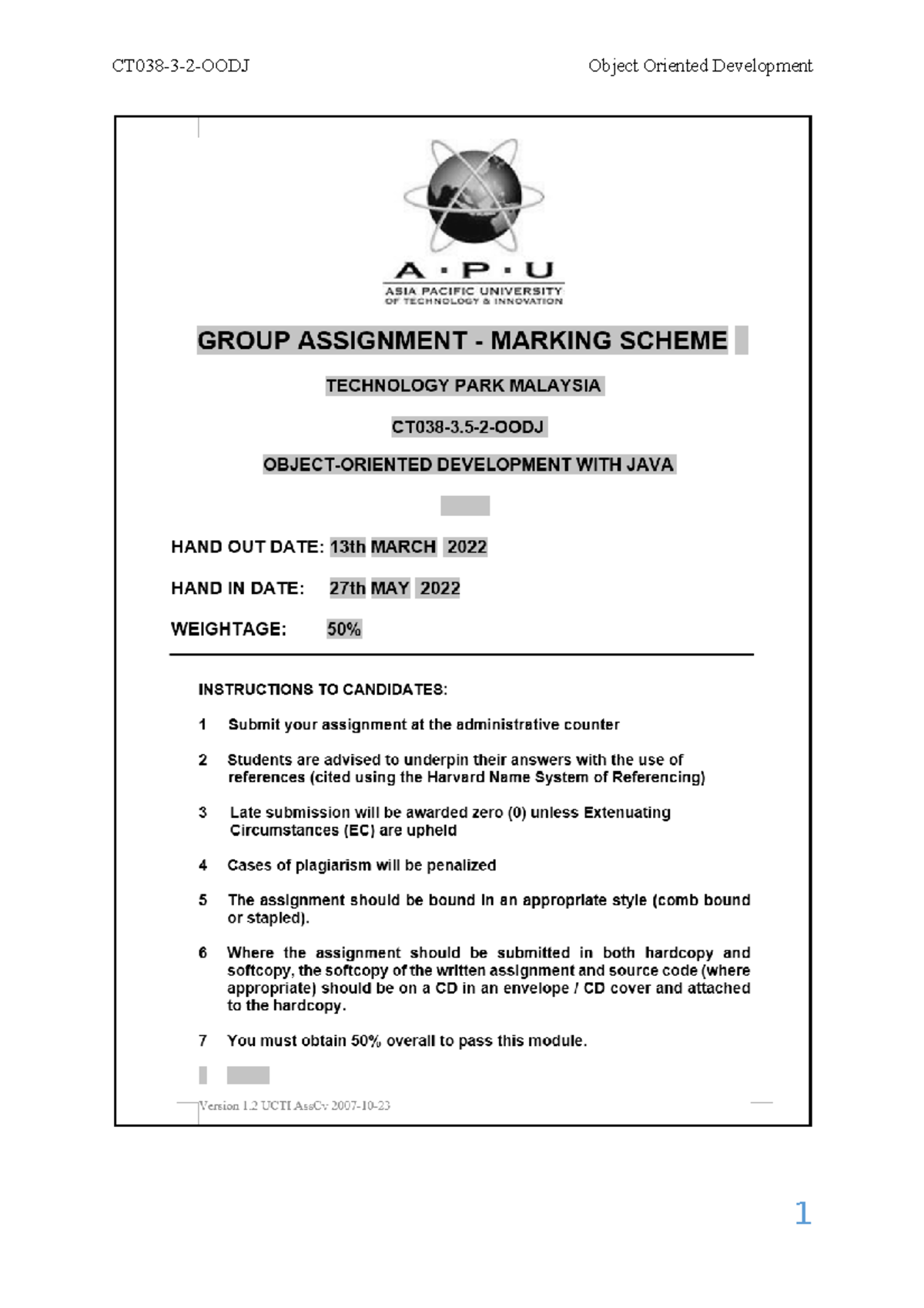 Java Assignment - GROUP ASSIGNMENT GROUP MEMBERS : Tan Kei Yin TP Chin Kim Ming TP INTAKE CODE ...