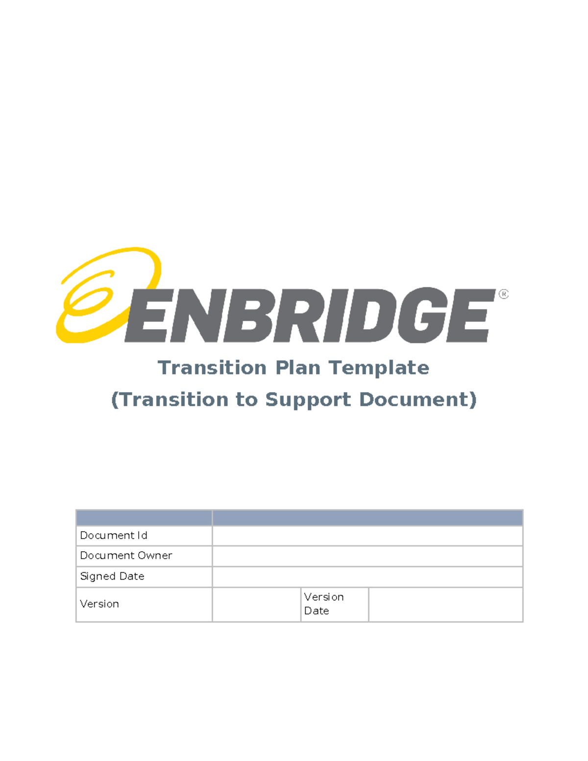 Transition to Support Document Template for Project Management - Studocu
