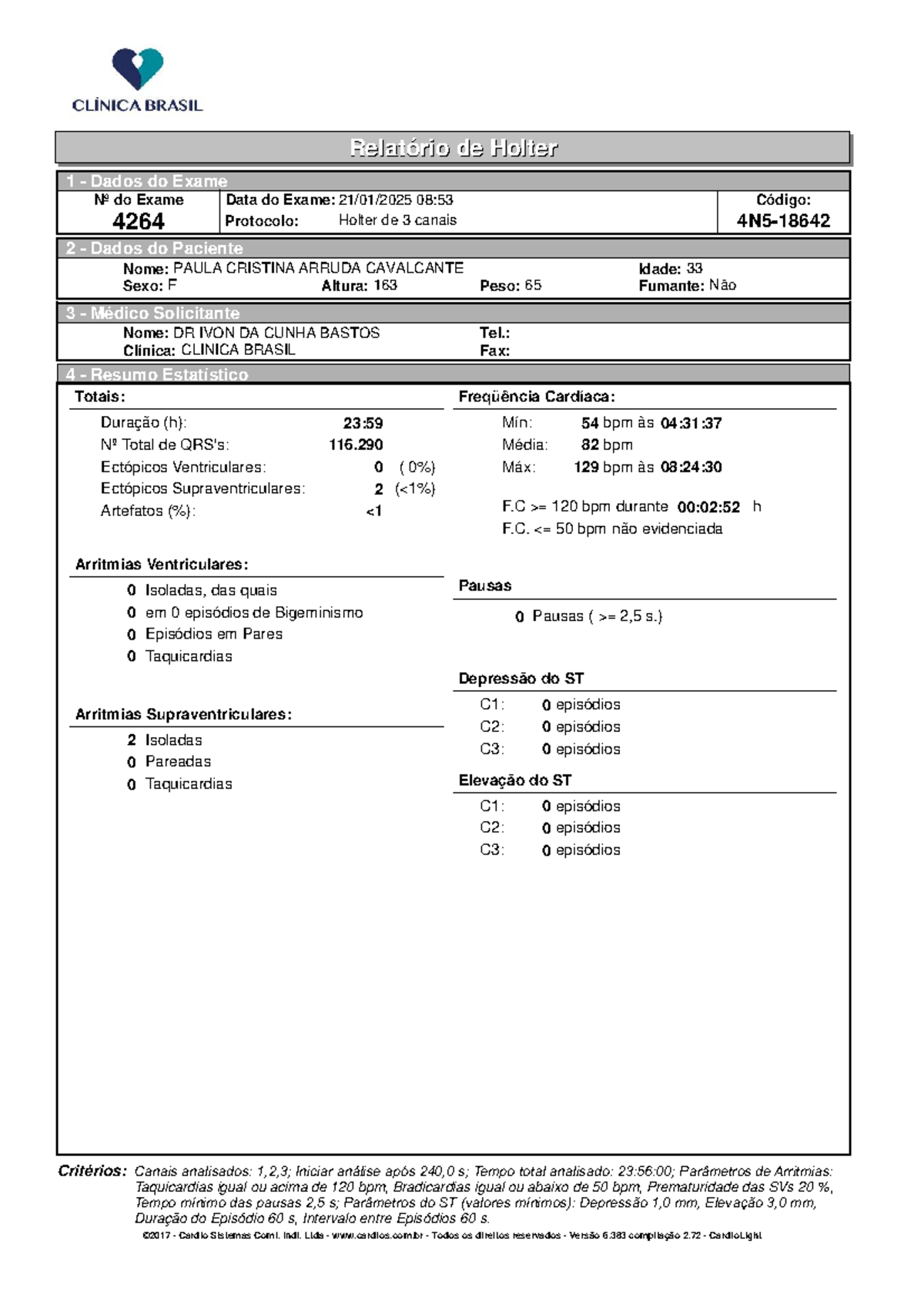 617202 - curso bom - Relatório de Holter Relatório de Holter 1 - Dados ...