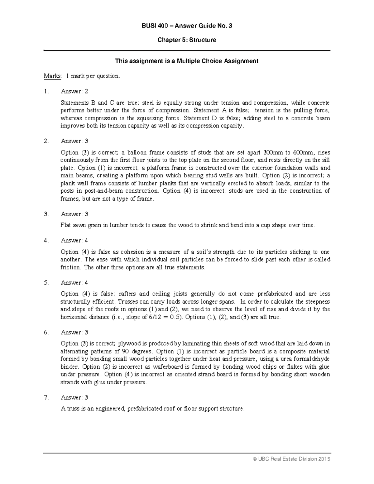 BUSI 400 - Multiple Choice Assignment Answer Guide No. 3 - Studocu